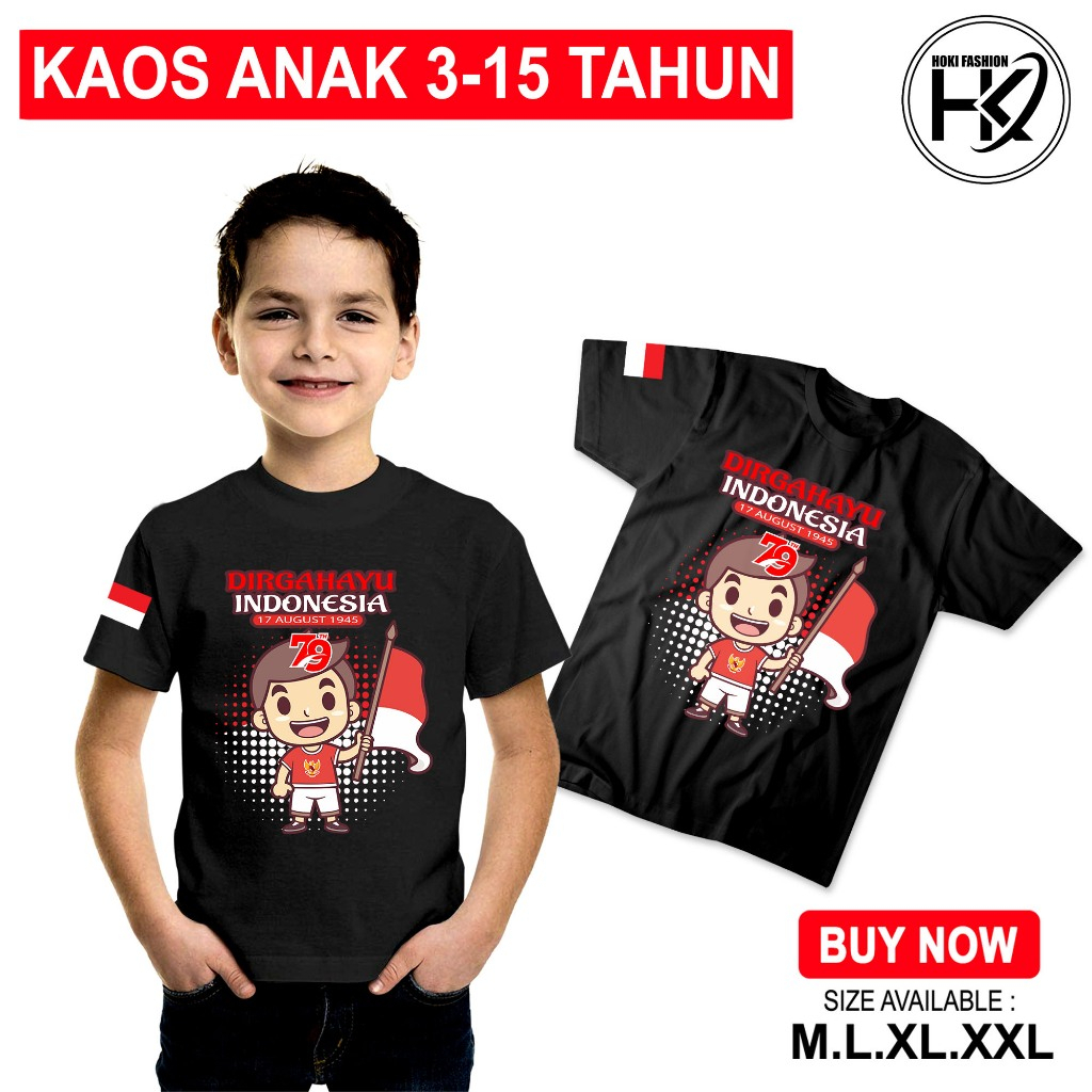 Jual KAOS HUT RI ATASAN ANAK HUT RI KE 79 thn INDONESIA DTF ORANG BENDERA, KAOS 17 AGUSTUS 2024 ...
