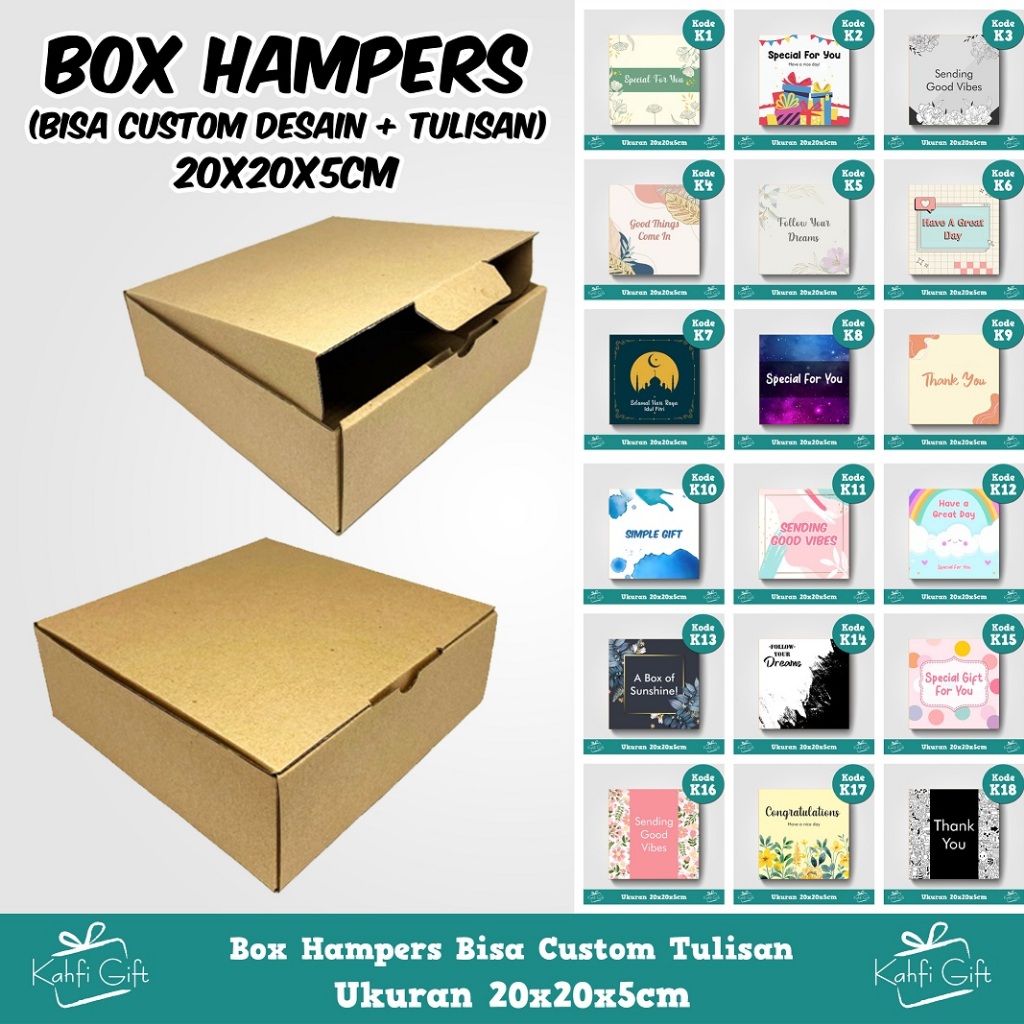 Jual Custom Box Hampers Hadiah Gift Box Kardus 20x20x5 cm | Shopee Indonesia