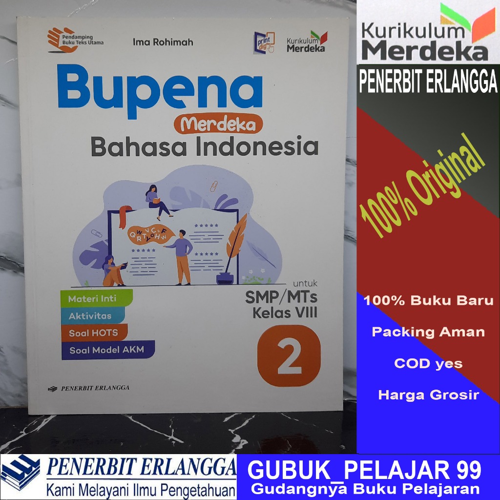 Jual Bupena Merdeka Bahasa Indonesia Kelas 8/VIII SMP/MTs Erlangga Kurikulum Merdeka Penulis ...