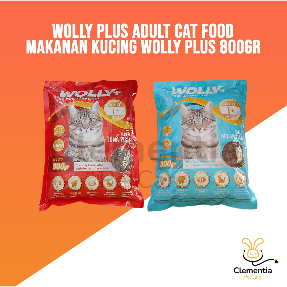 Jual WOLLY PLUS Adult Cat Food 800 Gram - Makanan Kucing Wolly Plus ...
