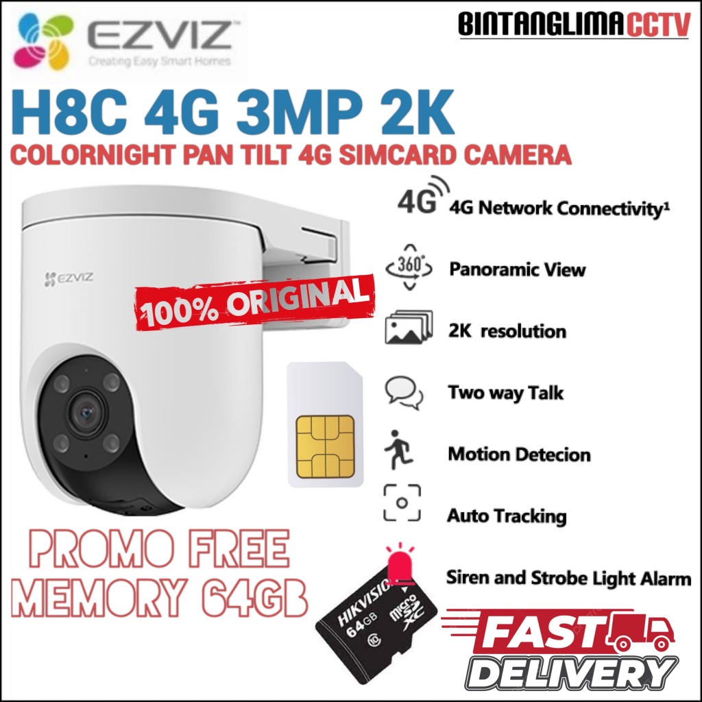 Jual Ezviz H8c 4G 2K+ Outdoor CCTV Pan & Tilt Wifi IP Camera Auto ...
