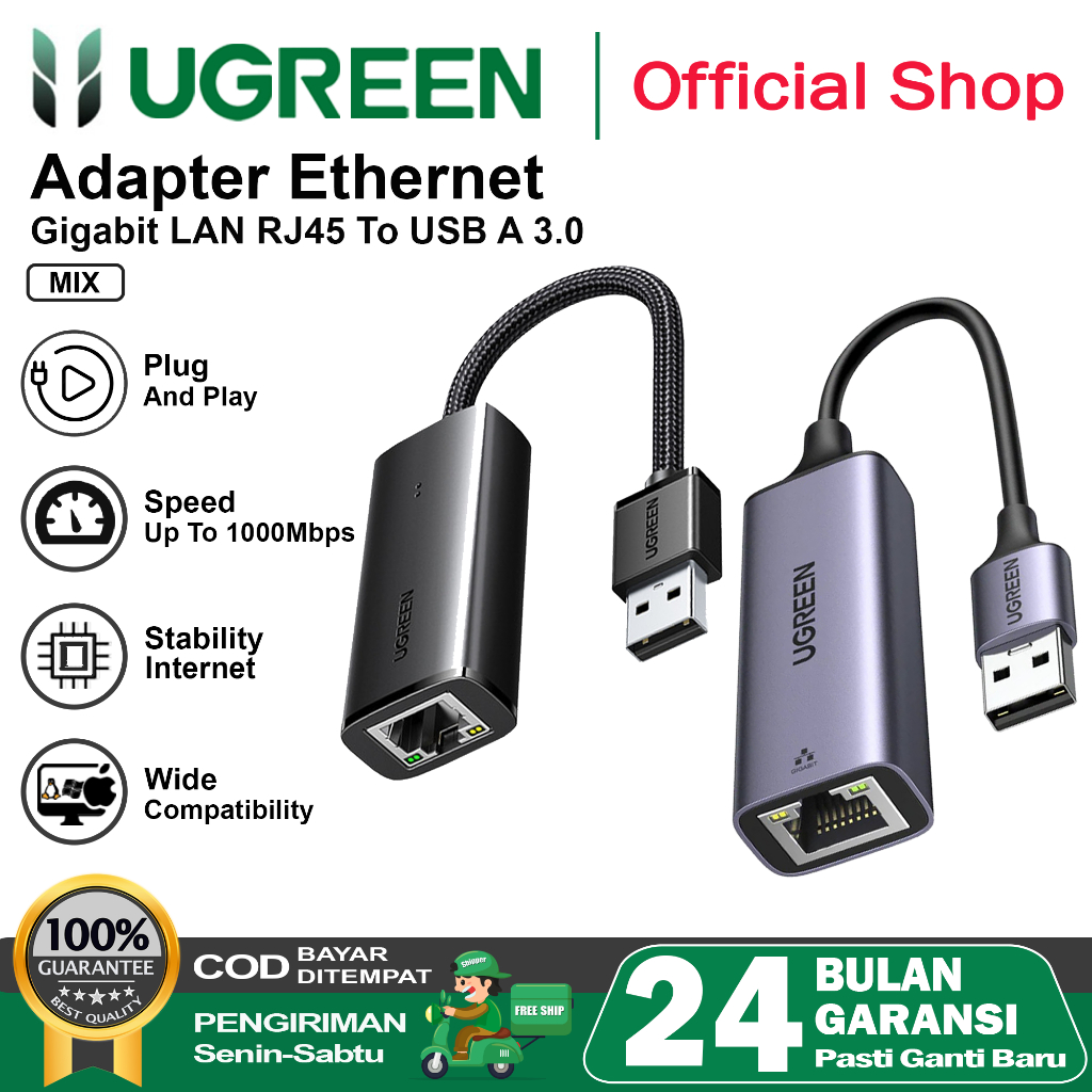 Jual UGREEN Ethernet Adapter USB 3.0 to LAN RJ45 Speed 1000Mbps ...
