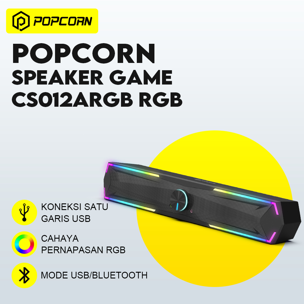 Jual Popcorn CS012 Soundbar RGB LED Surround Gaming Speaker Bluetooth 5.3 USB 3.5mm Audio with ...