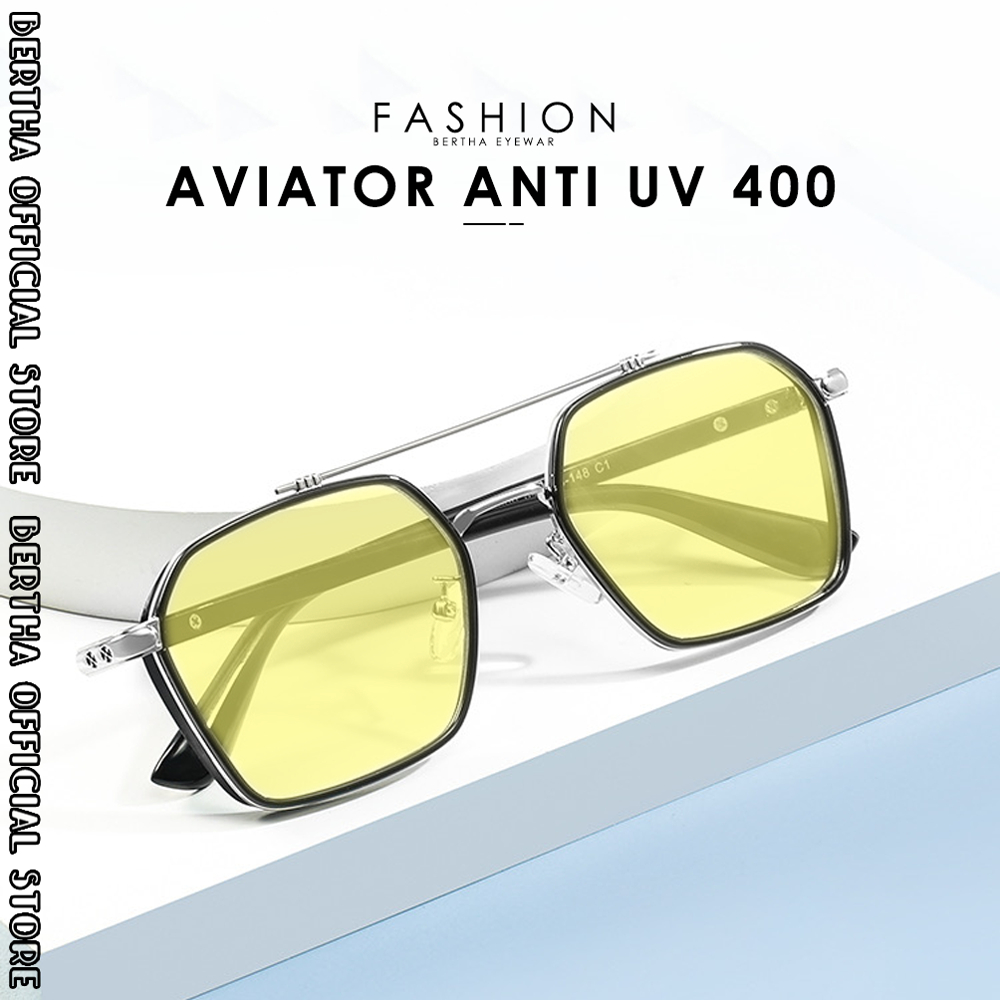 Jual Bertha Kacamata Lensa Night Vision Night Drive Style Aviator Bahan ...