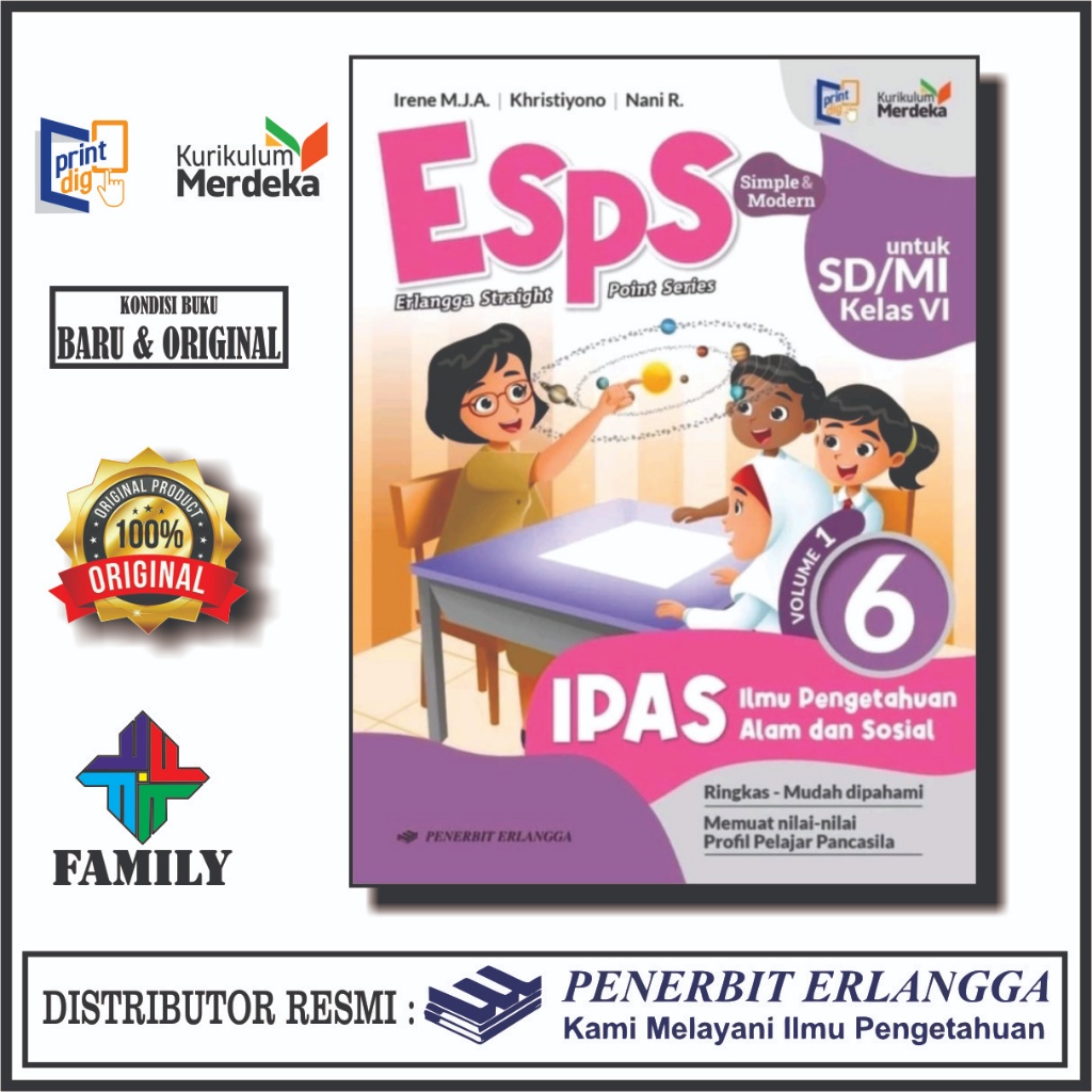 Jual ESPS IPAS SD Kelas 1 2 3 4 5 6 KURMER Kurikulum Merdeka Penerbit ERLANGGA | Shopee Indonesia
