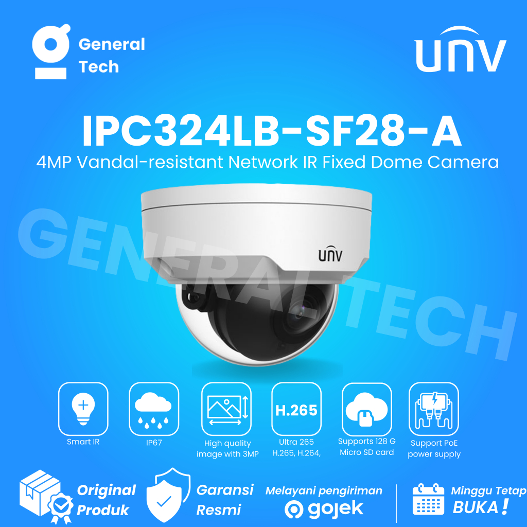 Jual Uniview IPC324LB-SF28-A 4MP Fixed IR Dome Network Camera | Shopee ...