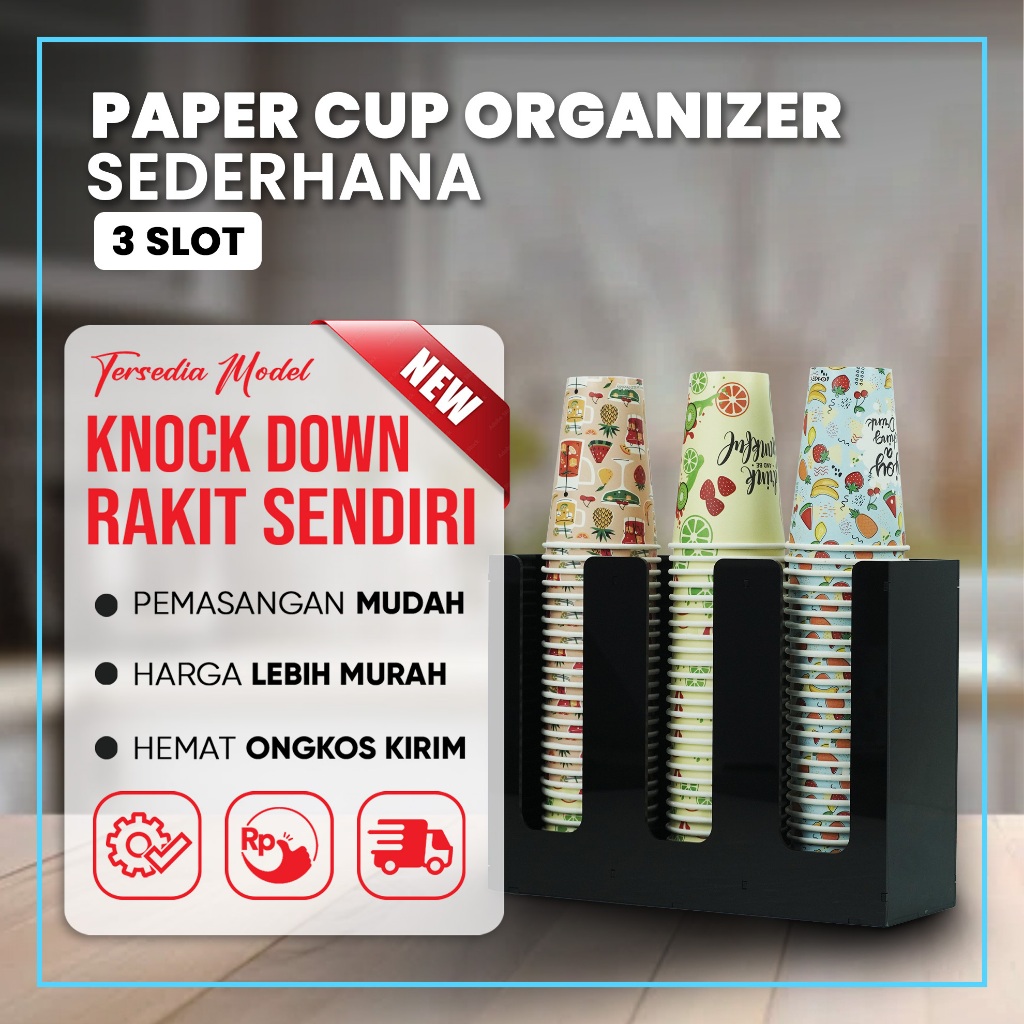Jual Rak Cup Holder / Rak Paper Cup Akrilik Sederhana 3 Slot | Shopee ...