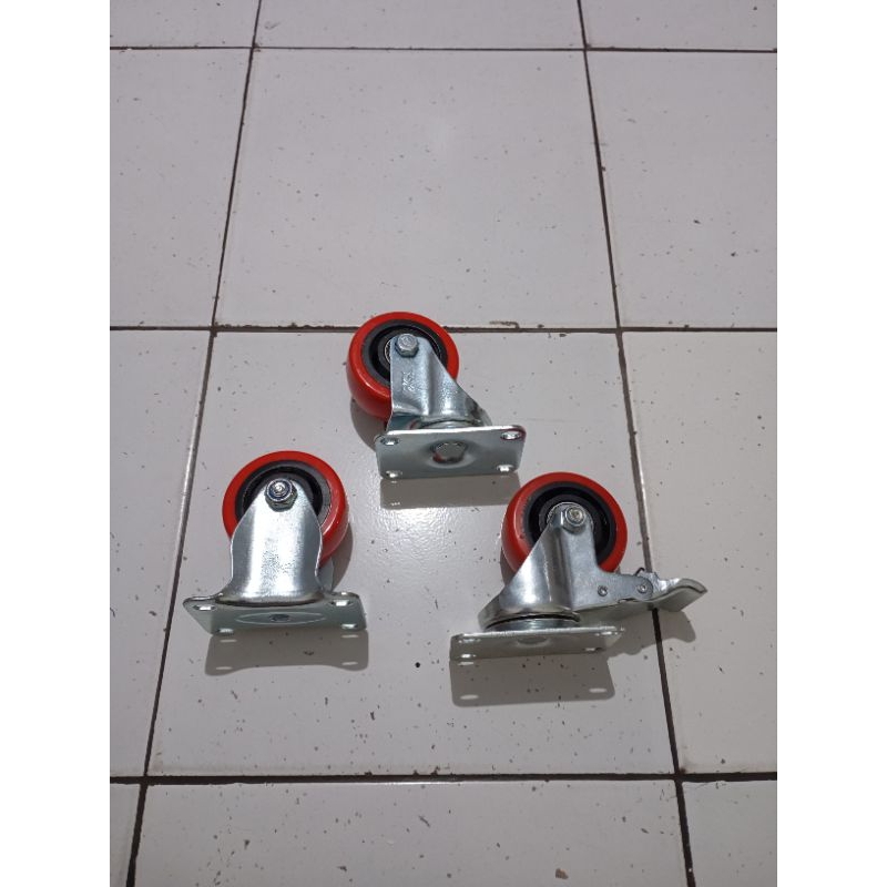 Jual roda trolly / etalase pvc pu merah ukuran 3inch tersedia type mati ...