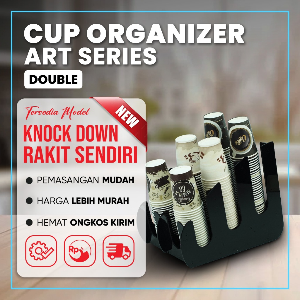 Jual Rak Cup Holder / Rak Paper Cup Akrilik Double Bar Art Series 6 ...