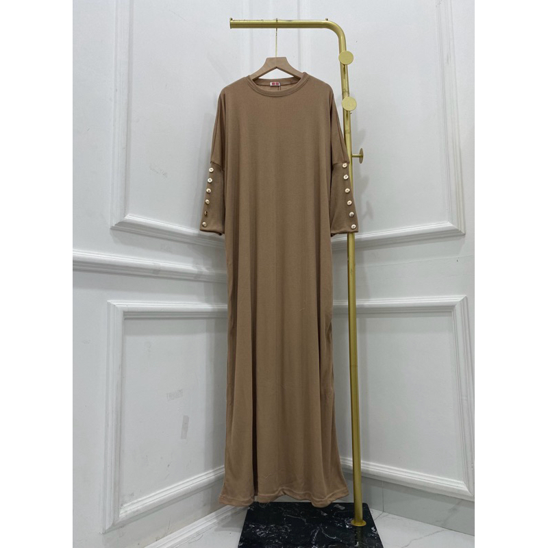 Jual DRESS INARA KNIT RAJUT KANCING EMAS SYILA GAMIS MAXI MODEL KALONG BATWING JUMBO BIGSIZE ...