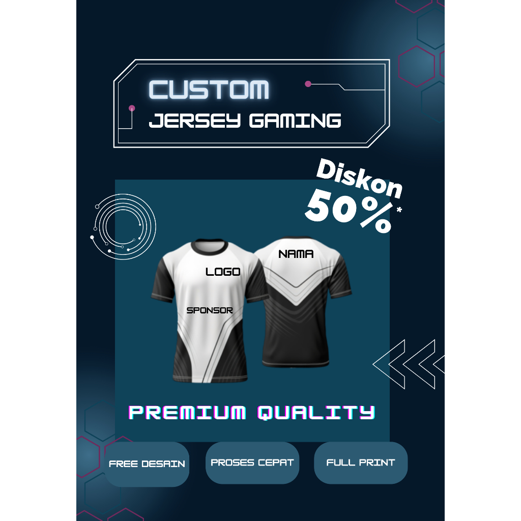 Jual JERSEY GAMING/ESPORT CUSTOM DESAIN NAMA LOGO TEAM FULL PRINTING ...