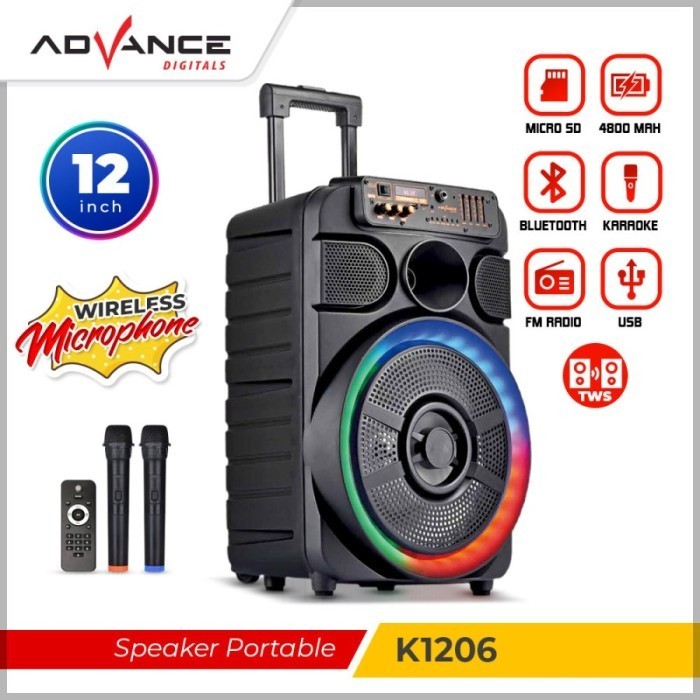 Jual Speaker Advance K1206 K 1206 Portable Meeting Bluetooth free 2 Mic Wireless | Shopee Indonesia