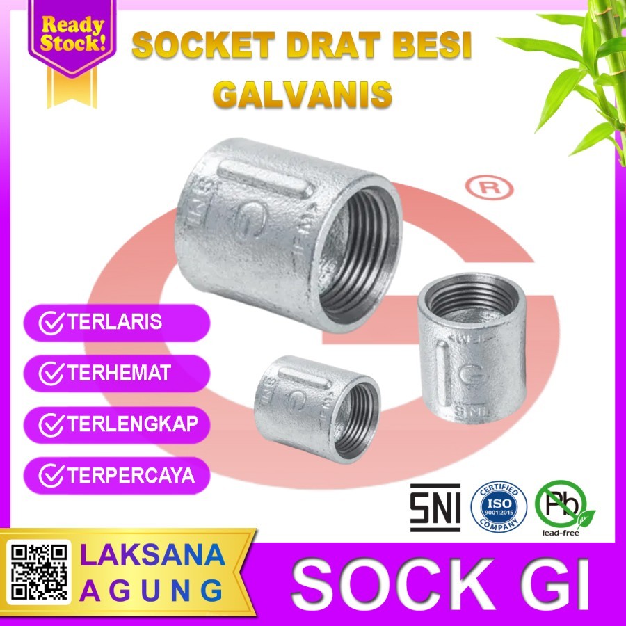 Jual Sok drat dalam 3 inch Besi | Sock Drat Galvanis 3" inch | Shopee ...