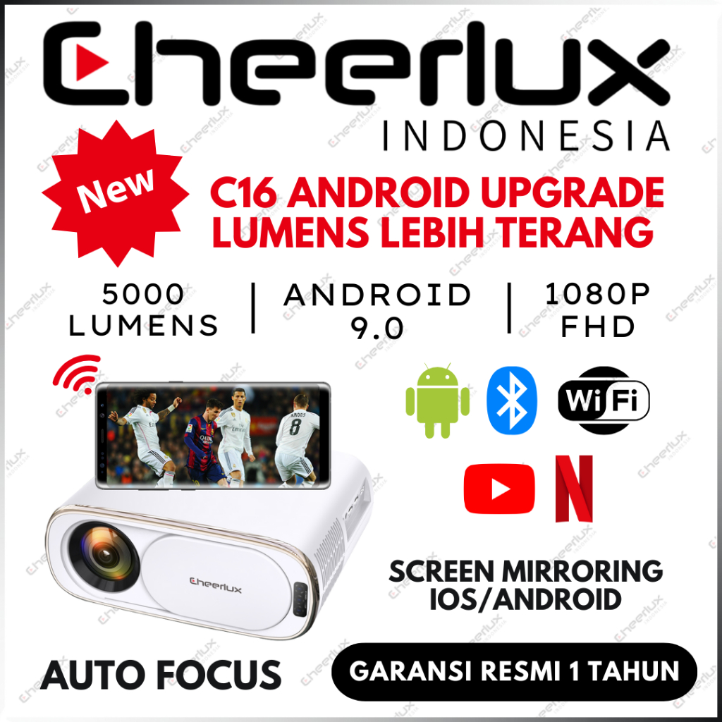 Jual PROYEKTOR C16 ANDROID CHEERLUX 5000 LUMENS | PROYEKTOR KONEK HP ...
