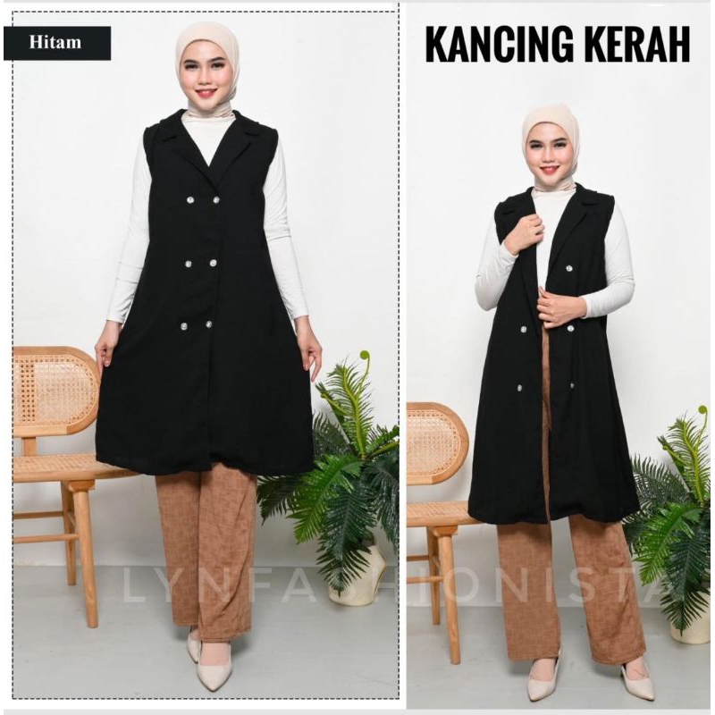 Jual LYNFASHIONISTA-LONG VEST WANITA KOREAN STYLE KANCING/OUTER ROMPI ...