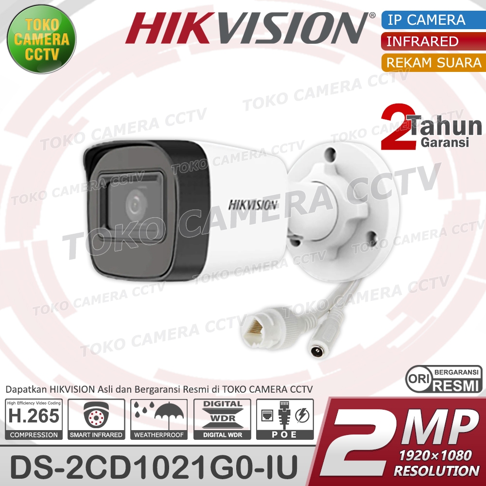 Jual IP CAMERA 2MP HIKVISION DS-2CD1021G0-IU BULLET KAMERA CCTV POE AUDIO IR | Shopee Indonesia