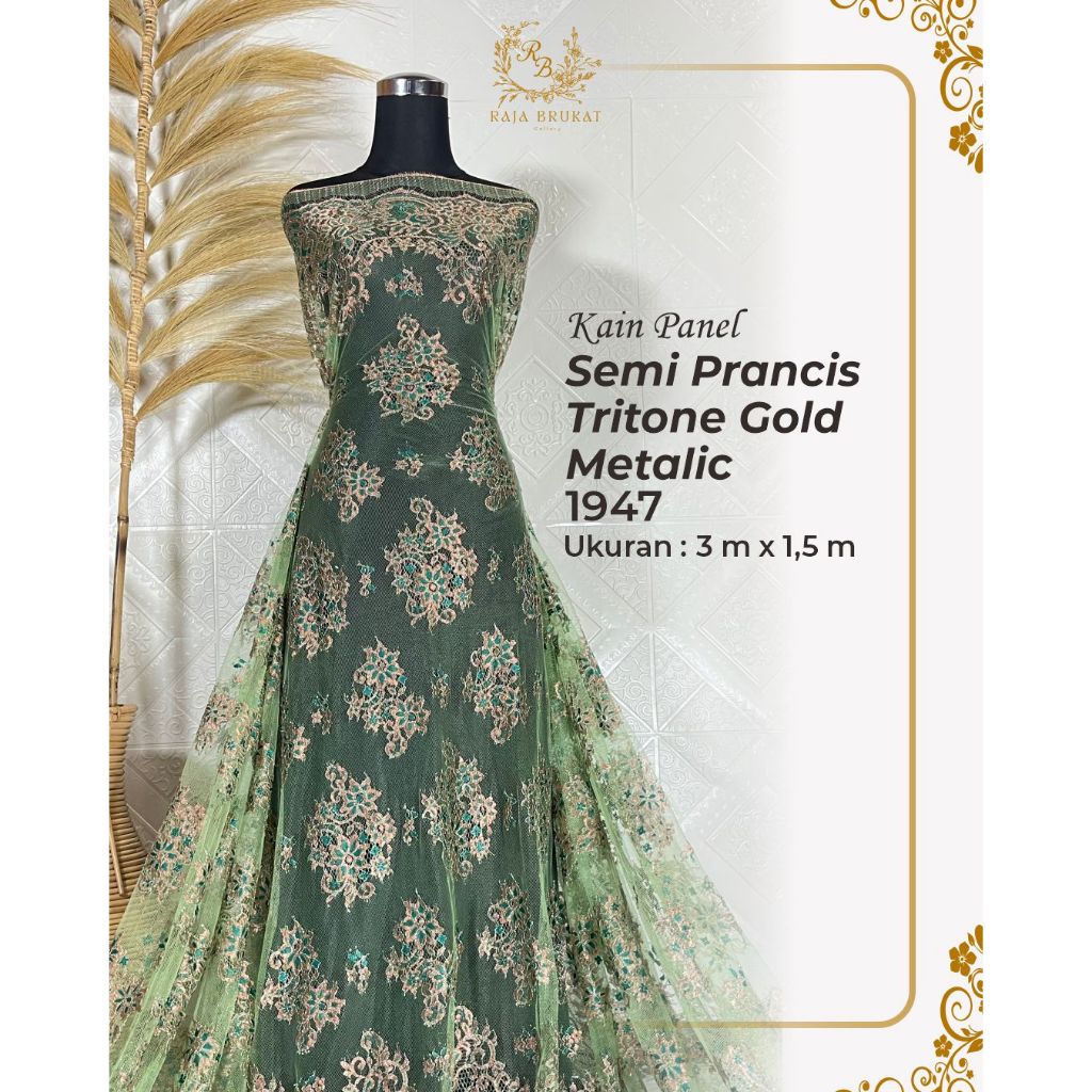 Jual Kain Panel Semi Prancis Tritone Gold Metalic 1947 - Grade B ...