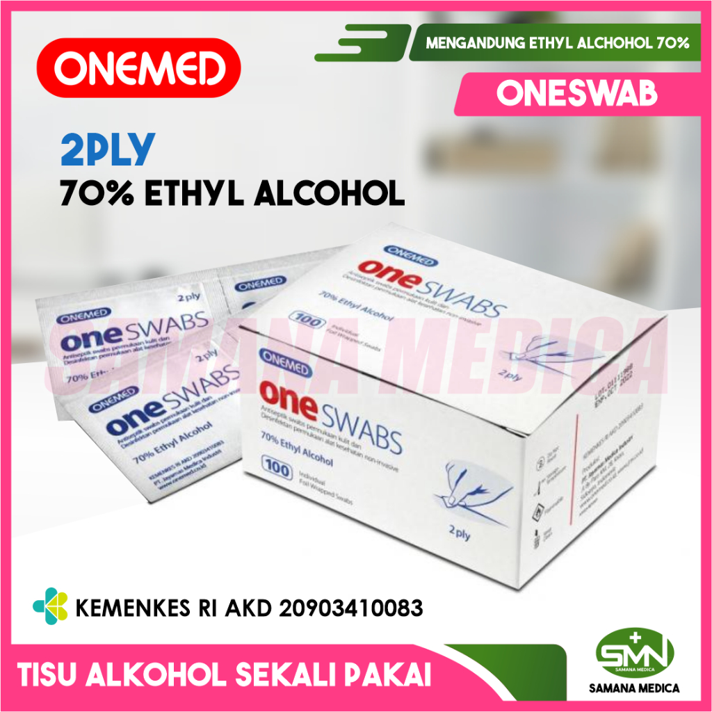Jual ECERAN Oneswabs Tisu Alkohol Swab 2ply ONEMED Isi 100pcs Tissue ...