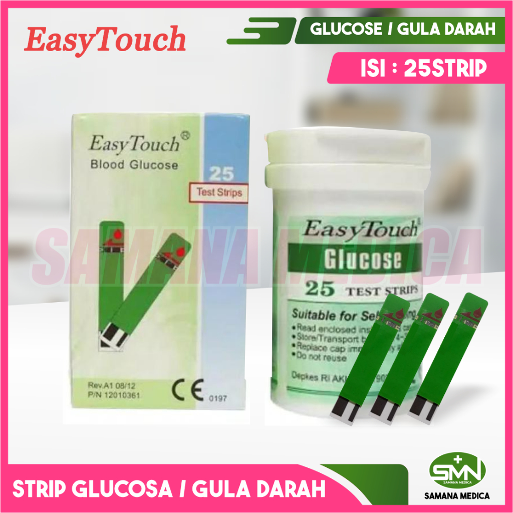 Jual Easytouch Strip Glukosa Tes Gula Darah isi 25 pcs Refill Stik Easy ...