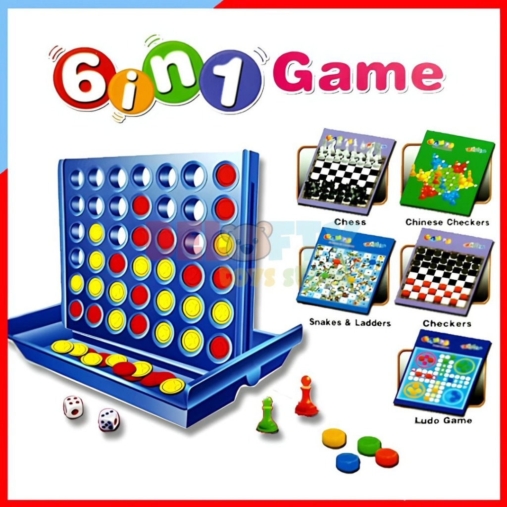 Jual Mainan Anak Board Game Permainan Papan 6 In 1 Catur Ludo Bingo ...
