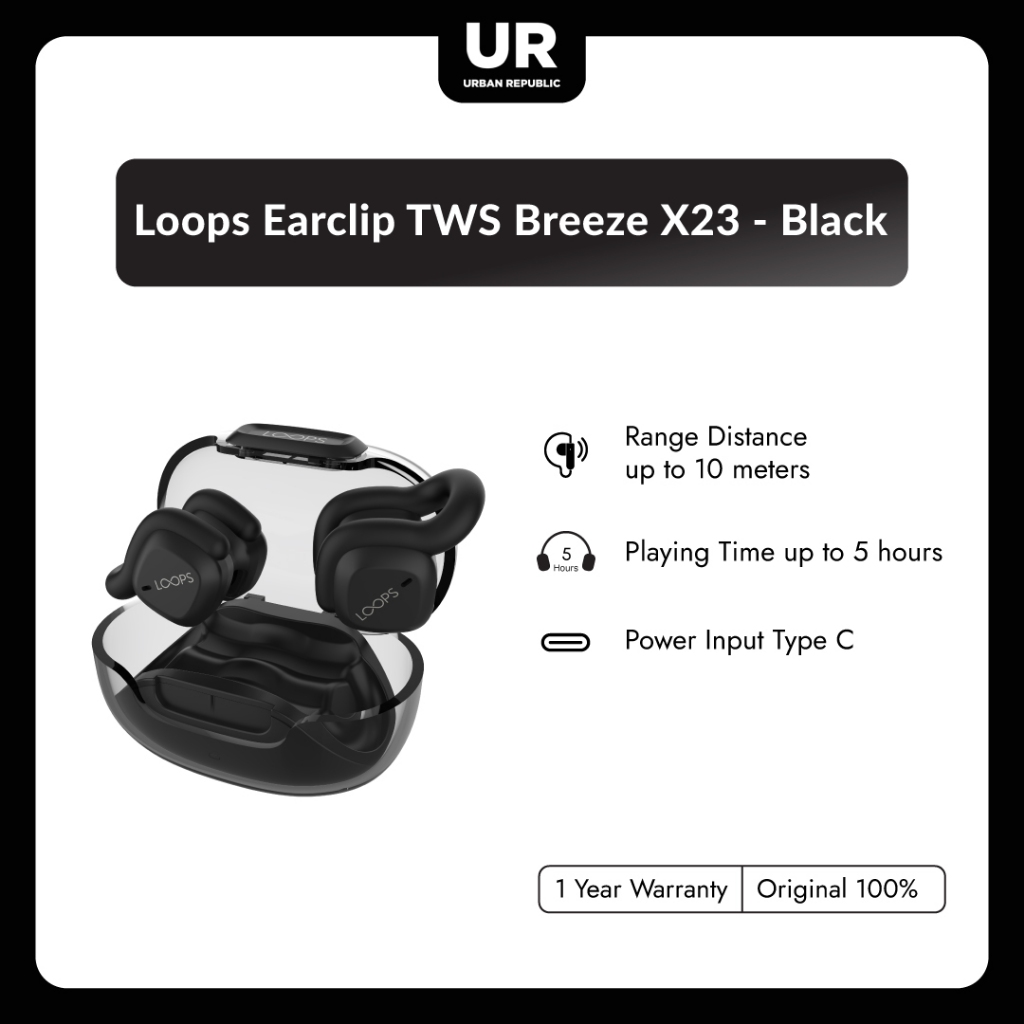 Jual LOOPS Earclip TWS Breeze X23 - Black | Shopee Indonesia