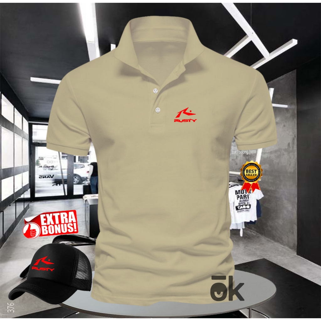 Jual GRATIS TOPI!!!POLO SHIRT PRIA/WANITA KAOS POLO KERAH RUSTY MERAH ...