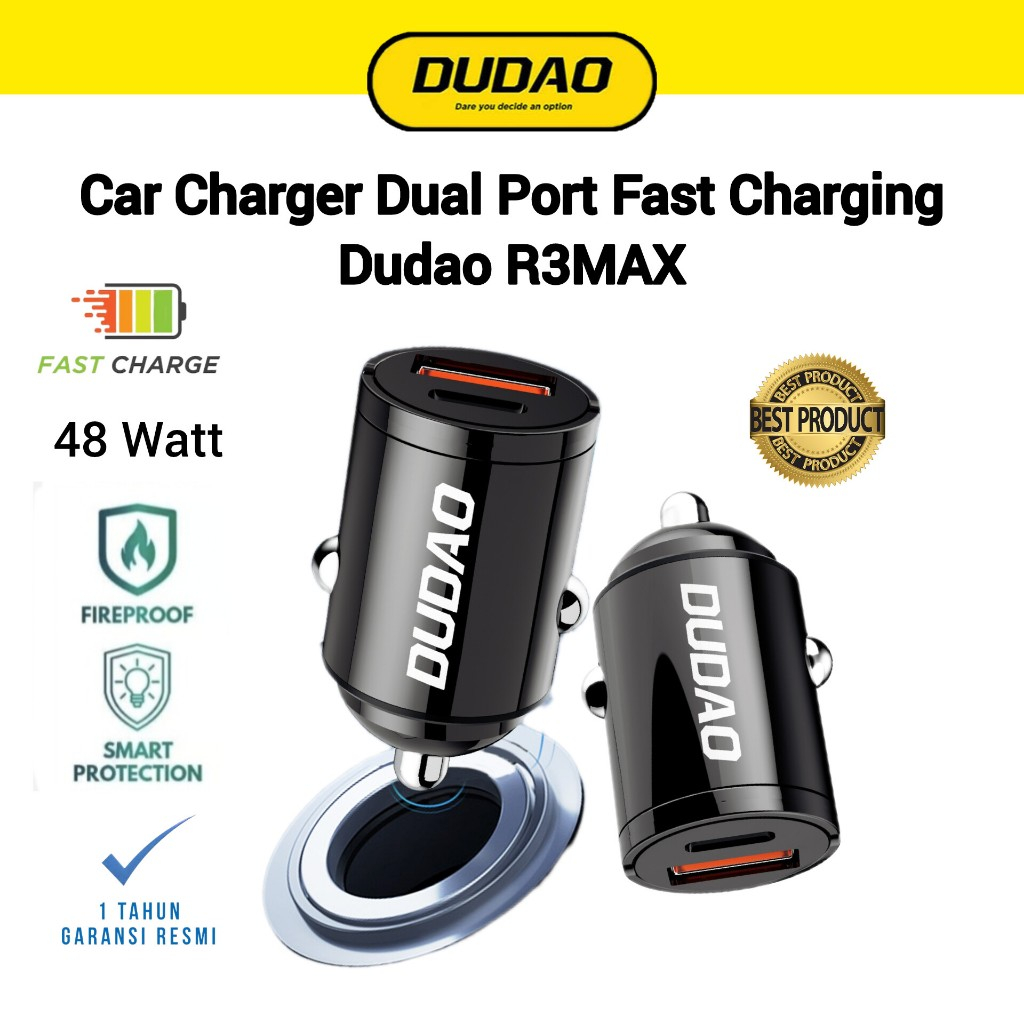 Jual DUDAO Mini Car Charger Dual Port 48 Watt R3MAX Fast Charging ...