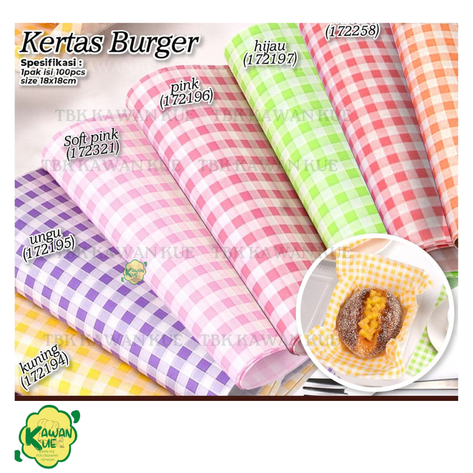 Jual Alas Kertas Burger / Wax Paper isi 100 pcs / Kertas Burger Motif ...