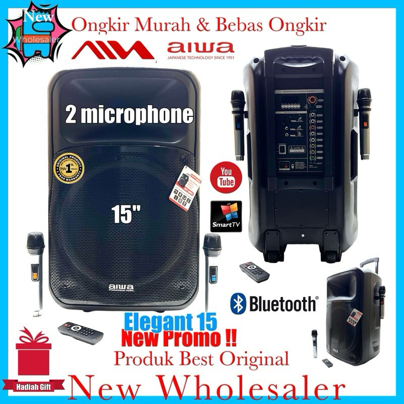 Jual Speaker aktif Sound Portable Aiwa Aw115 15 inch wireless extra super bass original Aw 115 ...