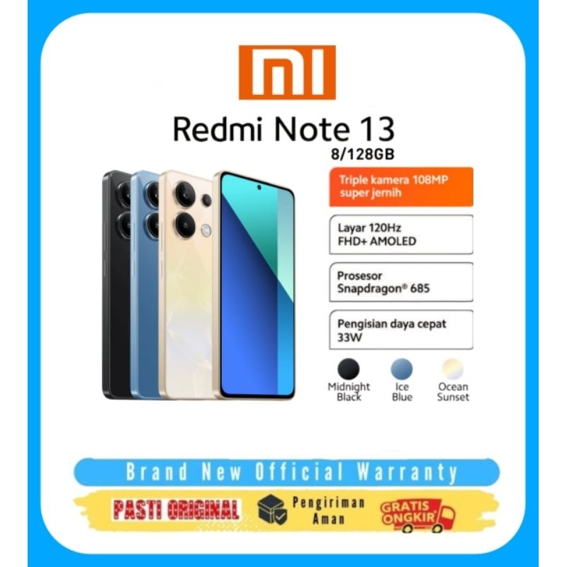 Jual Hp Xiaomi Redmi Note 13 8/128 New varian | Shopee Indonesia