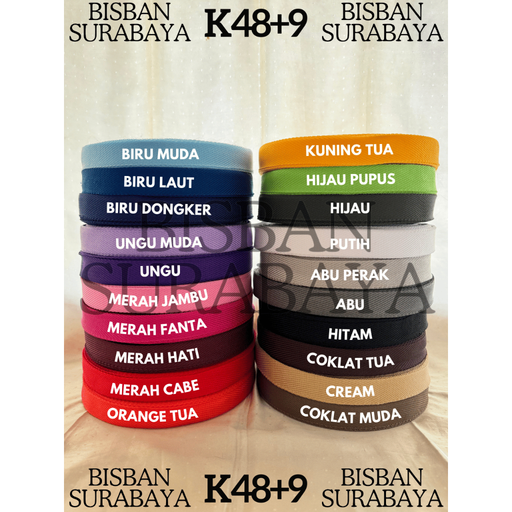 Jual (PER ROLL) WEBBING BISBAN 2,4CM TALI TAS BERALUR LEBAR 2,4 CM ...
