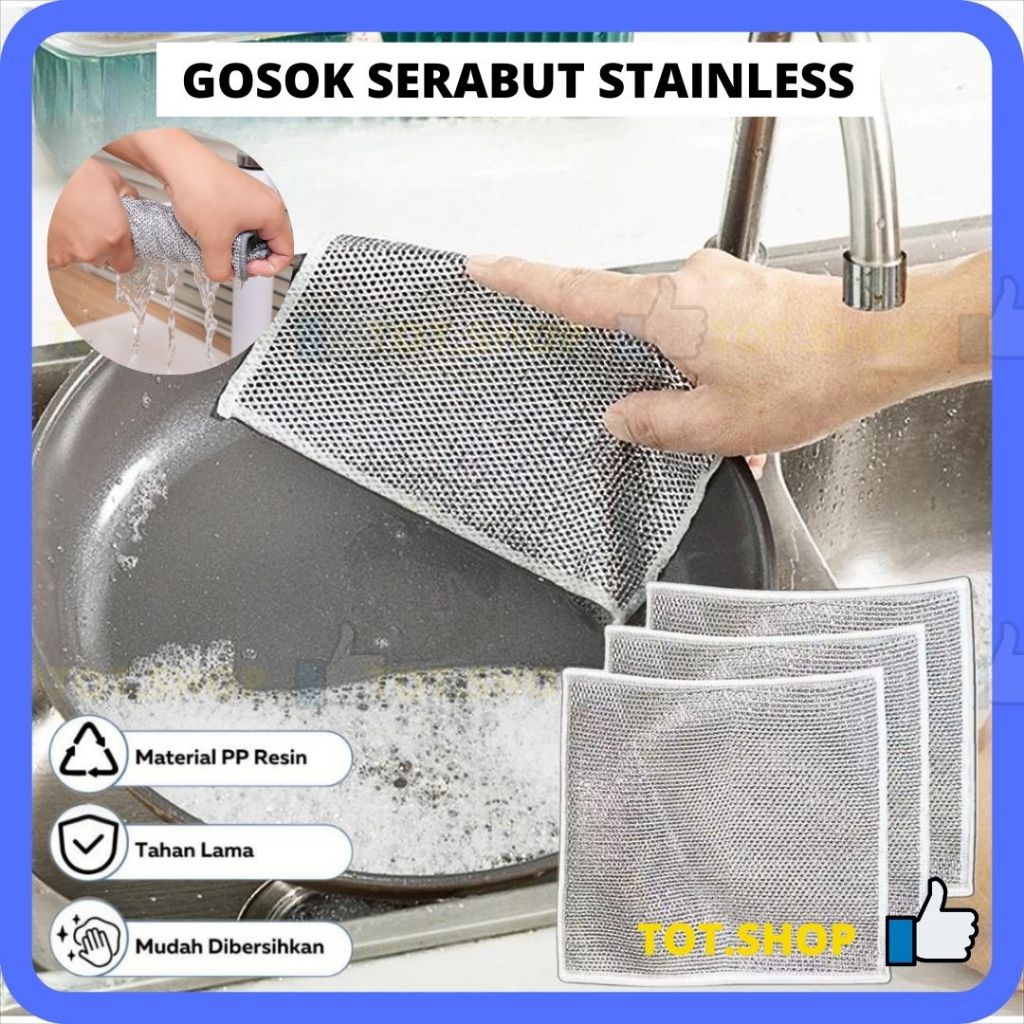 Jual Kain Kawat Lap Dapur Gosok Panci Serabut Stainless Cuci Piring ...