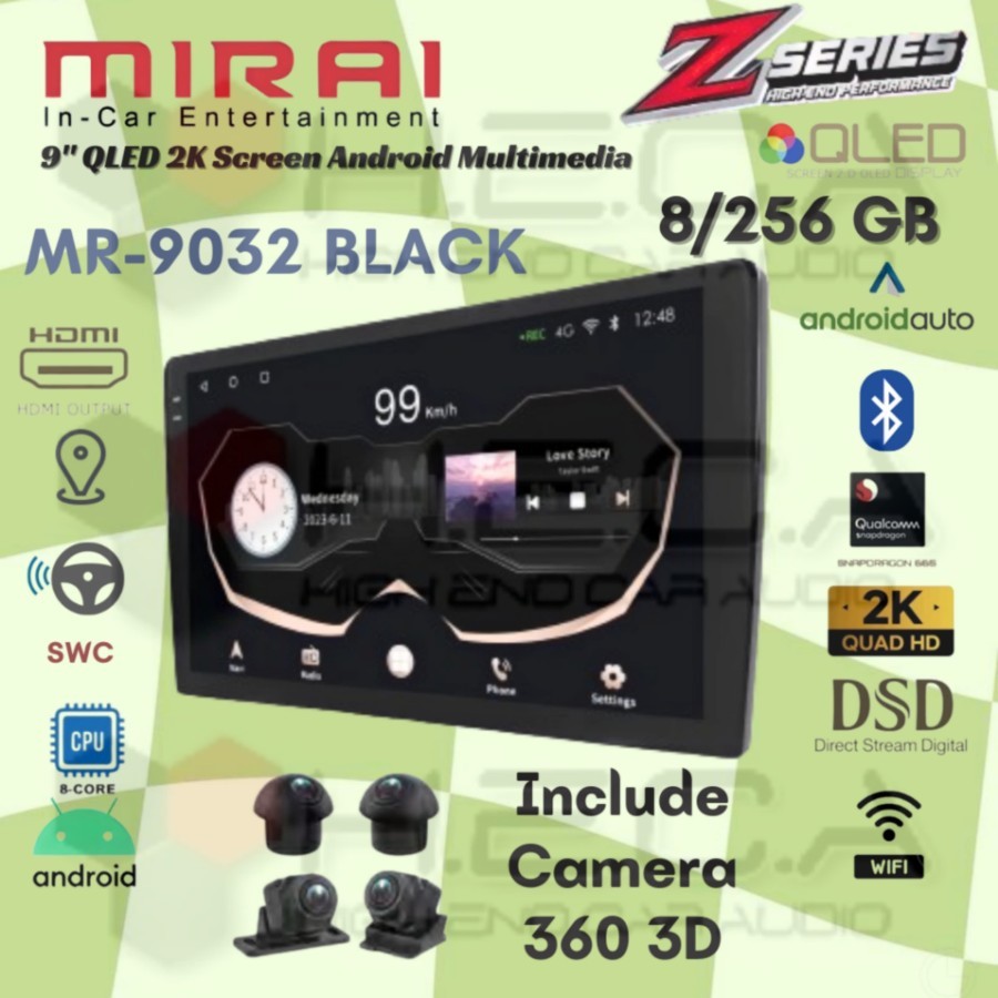 Jual Mirai MR-9032 BLACK Z Series 8/256 GB Android 9 Inch Head Unit Double Din + Camera 360 ...