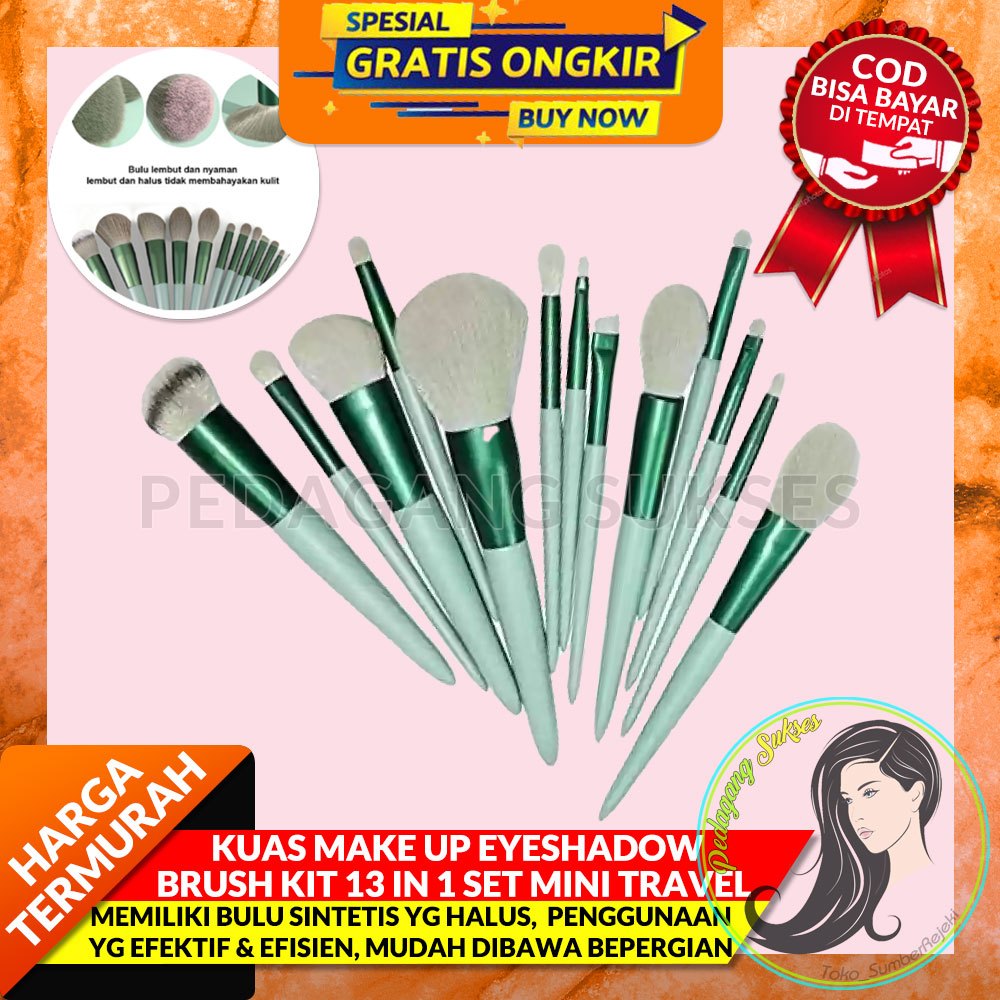 Jual KUAS MAKE UP EYESHADOW BRUSH KIT 13 IN 1 SET Mini Travel / Kuas ...