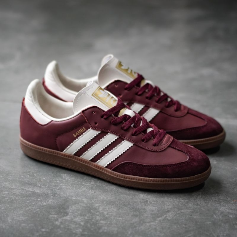 Jual Sepatu Sneakers Pria ADIDAS SAMBA OG Maroon Cream White Gum ...
