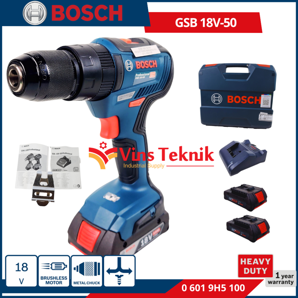 Jual Mesin Bor Baterai Brushless Cordless Impact Drill GSB 18V-50 BOSCH GSB18V-50 | Shopee Indonesia