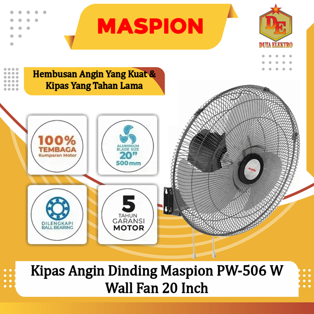 Jual Kipas Angin Dinding Maspion PW 506 W Wall Fan 20 inch Wall Fan | Shopee Indonesia