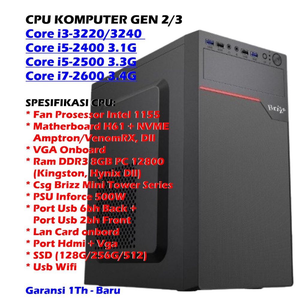 Jual CPU KOMPUTER KANTOR INTEL CORE i7-2600 CPU KOMPUTER KANTOR CORE i5-2400 CORE I5-2500 CPU ...