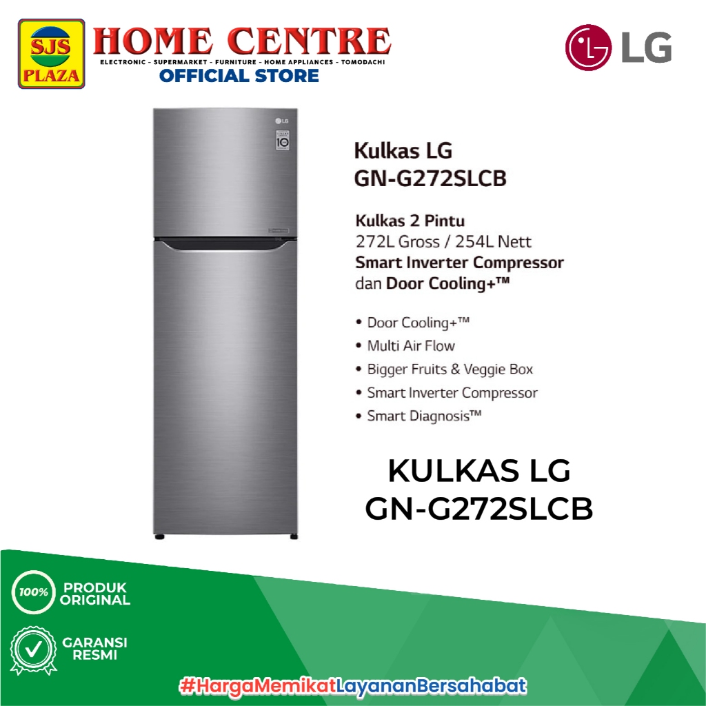 Jual KULKAS LG GN-G272SLCB SMART INVERTER DOOR COOLING 2 PINTU | Shopee Indonesia