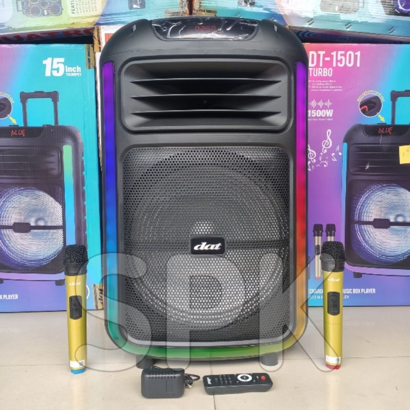 Jual Speaker Portable DAT DT 1501 Turbo 15 inch 2 Mic Wireless | Shopee ...