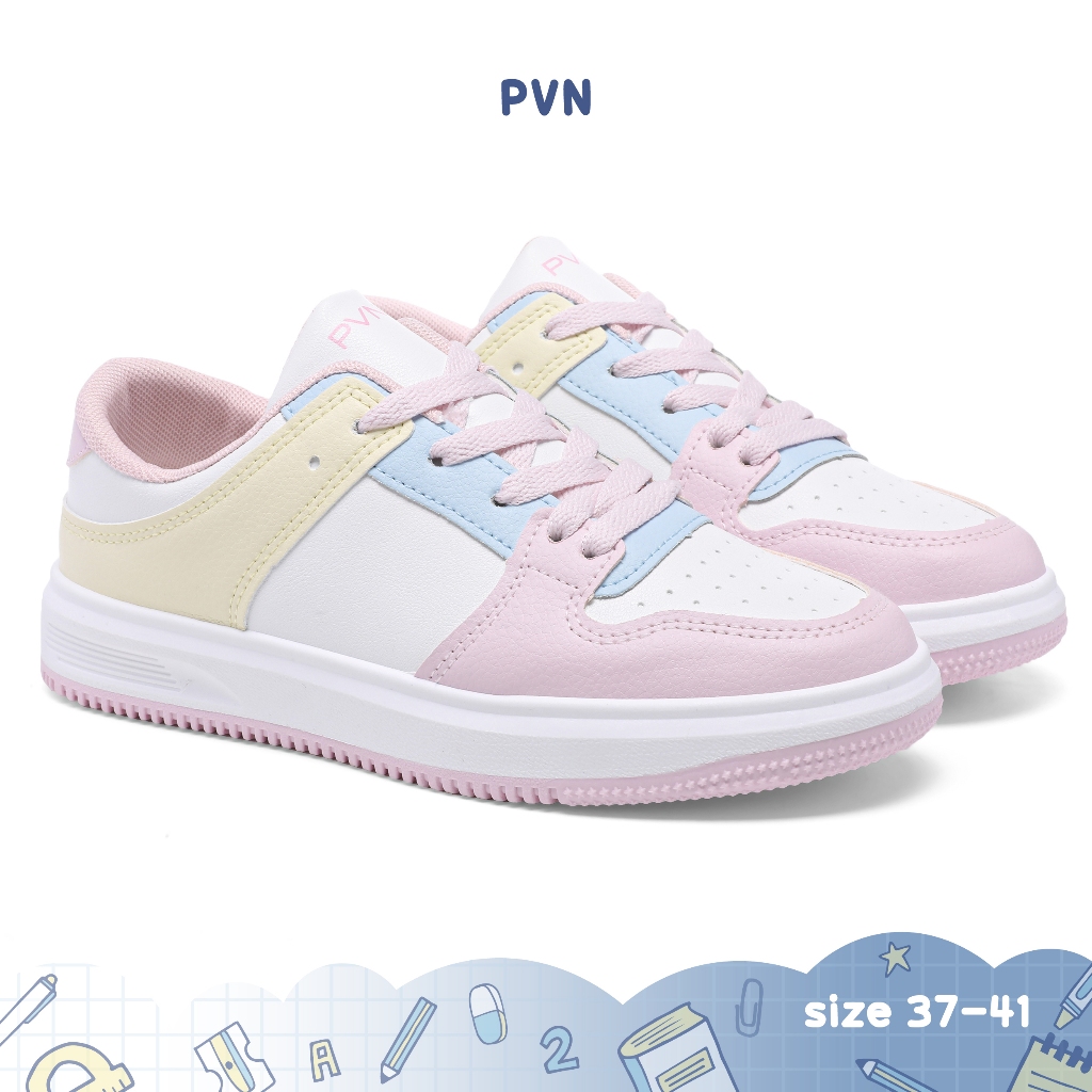 Jual PVN Sepatu Sneakers Kets Tali Wanita Sport Shoes Putih Krem Promo ...