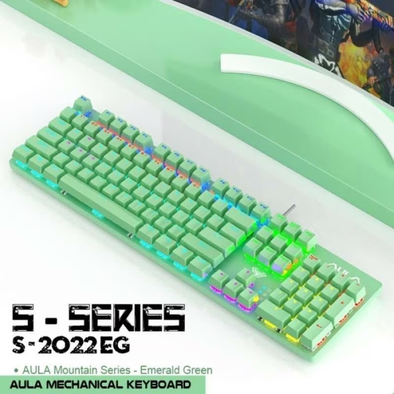 Jual Keyboard Gaming Mechanical AULA S2022 Emerald Green Wired - AULA S ...
