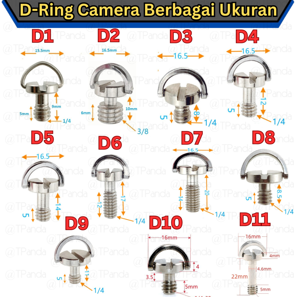 Jual D-RING SEKRUP Camera 1/4 & 3/8 Male Baut Screw Tripod Monopod ...
