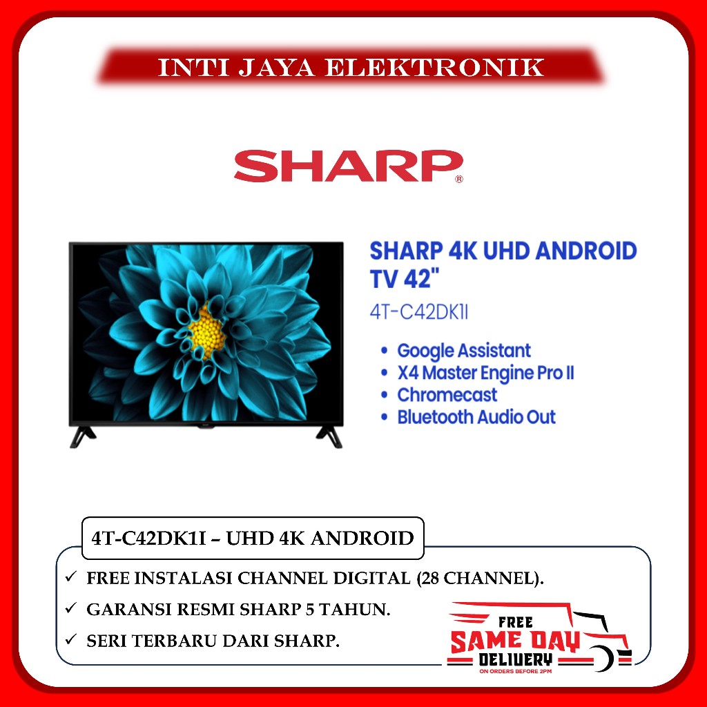 Jual TV SHARP 42 INCH ANDROID UHD 4K 4T-C42DK1I 42 INCH ANDROID TV 42DK | Shopee Indonesia