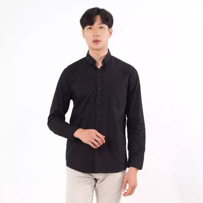 Jual kemeja hem polos pria lengan panjang casual formal murah | Shopee ...