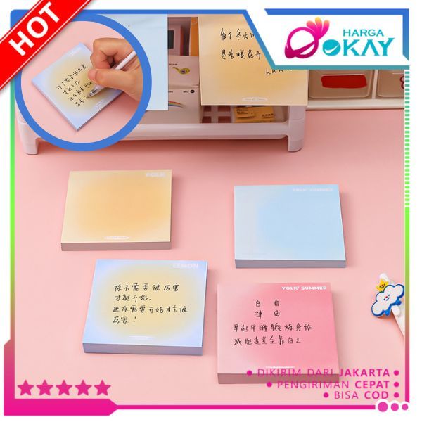 Jual HO Sticky Notes Gradasi Lucu Polos 50 Lembar Memo Tempel Gradasi ...