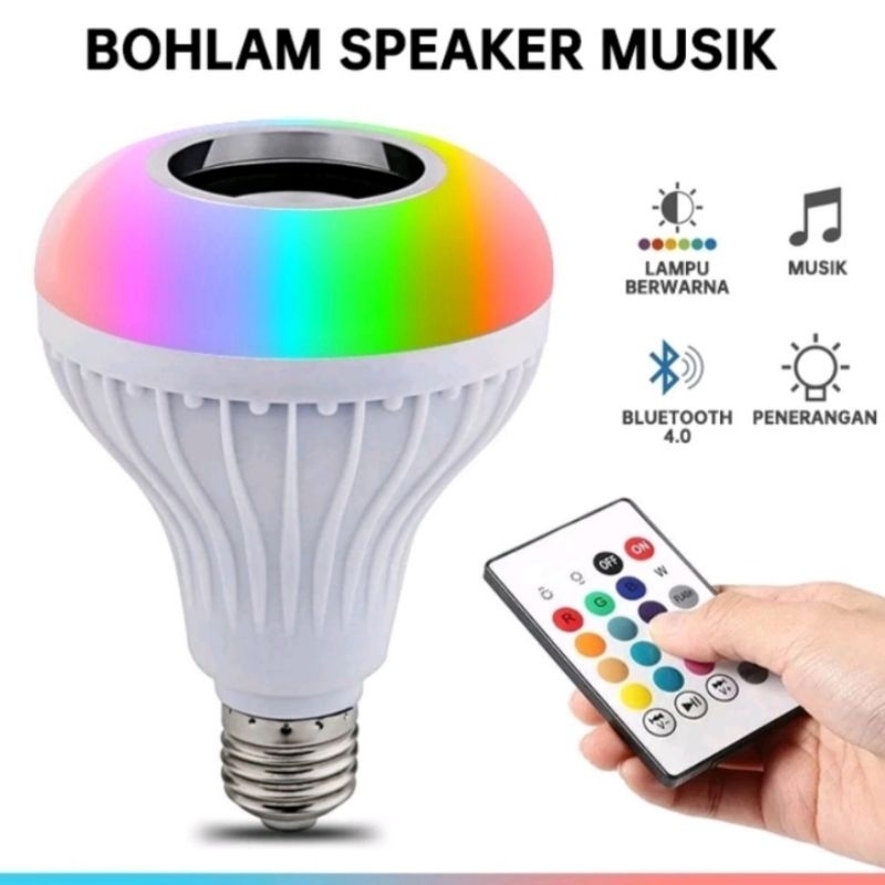 Jual Lampu Speaker Musik Bluetooth 2 in 1 Bohlam Remote Control ...