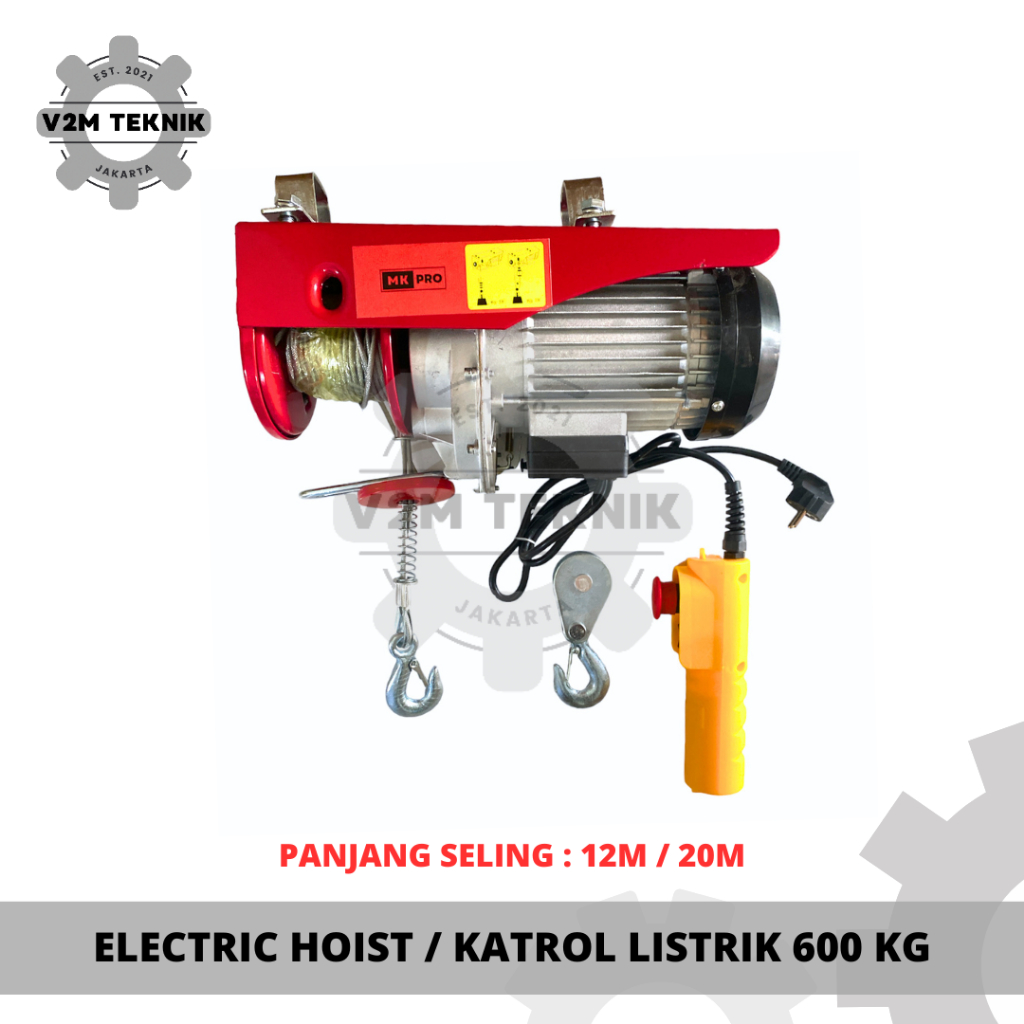 Jual Electric Wire Rope Hoist 600 KG / Takel Katrol Listrik 600KG / Katrol Elektrik / Electric ...