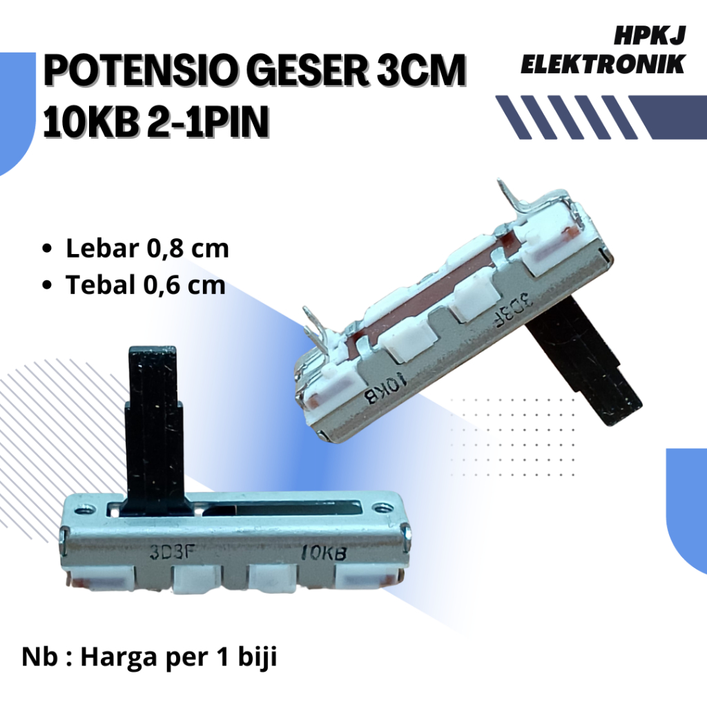 Jual Potensio Geser Panjang 3cm B10K 2-1Pin Potensio geser 10k 3 cm ...