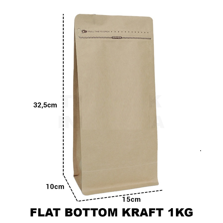 Jual Kemasan Kopi 1 Kg Flat Bottom Kraft Paper Packaging Kopi 15x32,5 ...